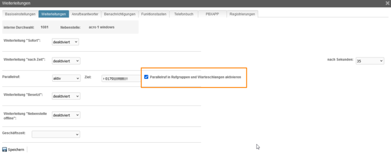 Parallelruf an/aus - Outbox AG – FAQ
