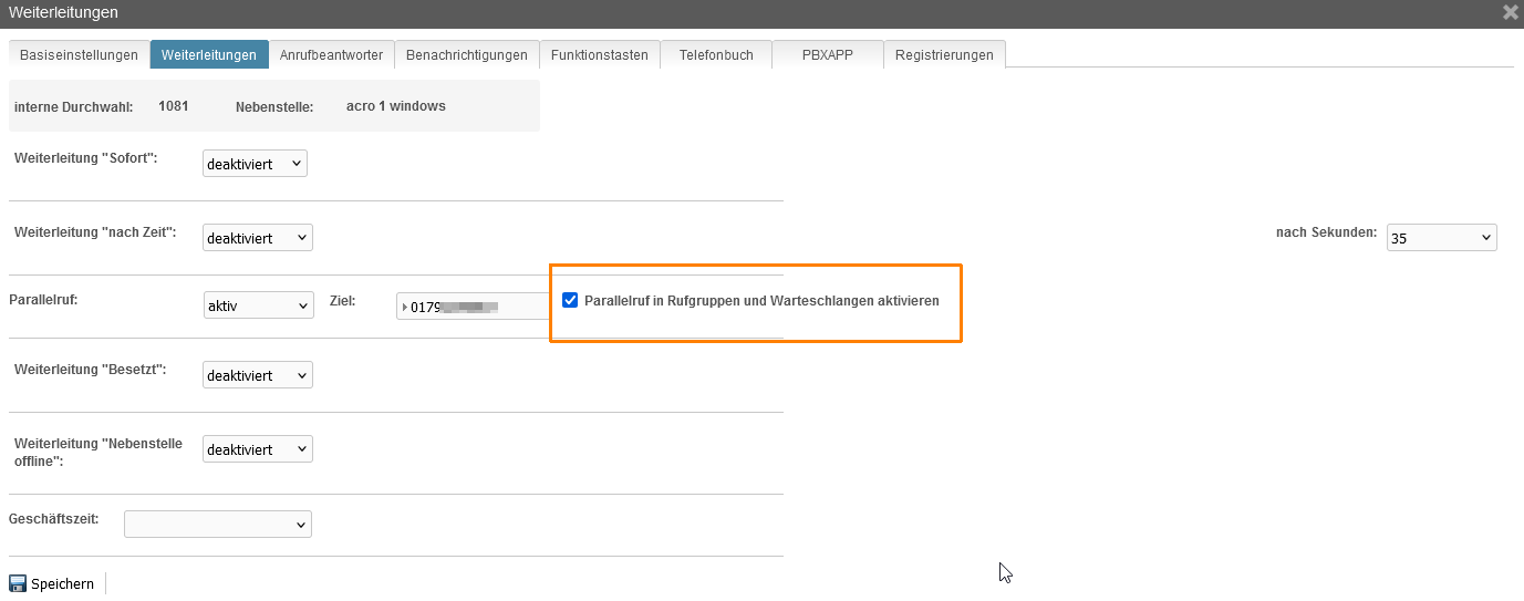 Parallelruf an/aus - Outbox AG – FAQ